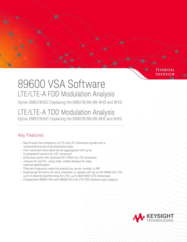 89600 VSA Software LTE/LTE-A FDD Modulation Analysis 89601BHGC/89601BHHC PDF Asset Page | Keysight